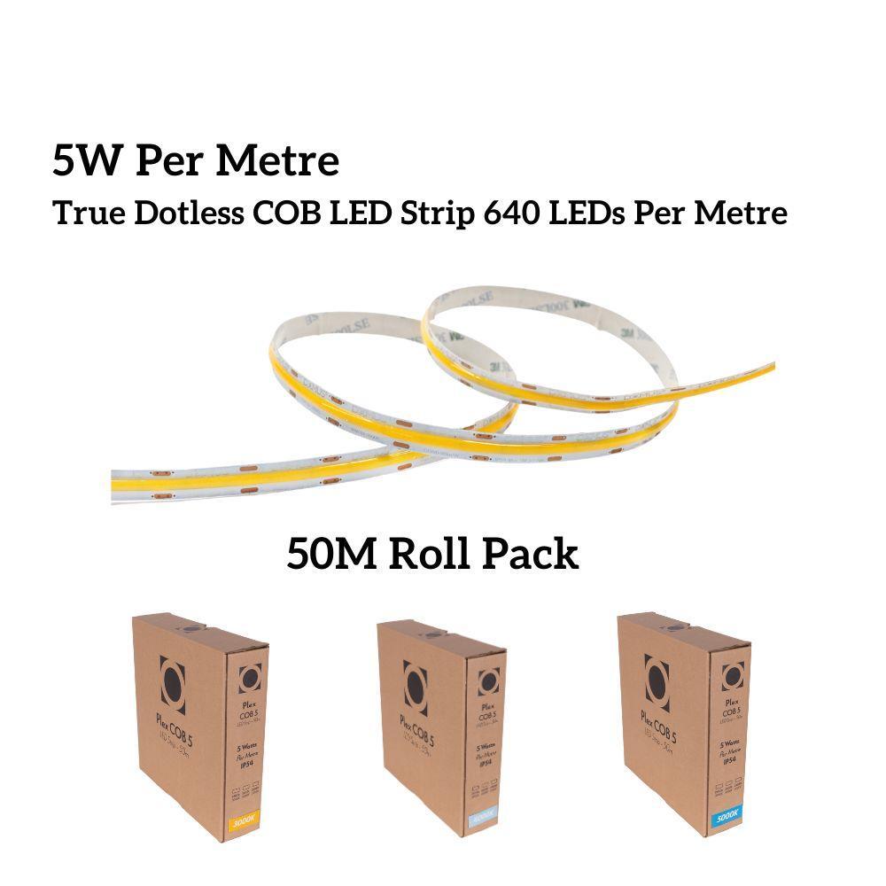 Domus PLEX-COB-5-50M - 50M Roll Pack 5W LED Per Metre 640LED True – LED ...