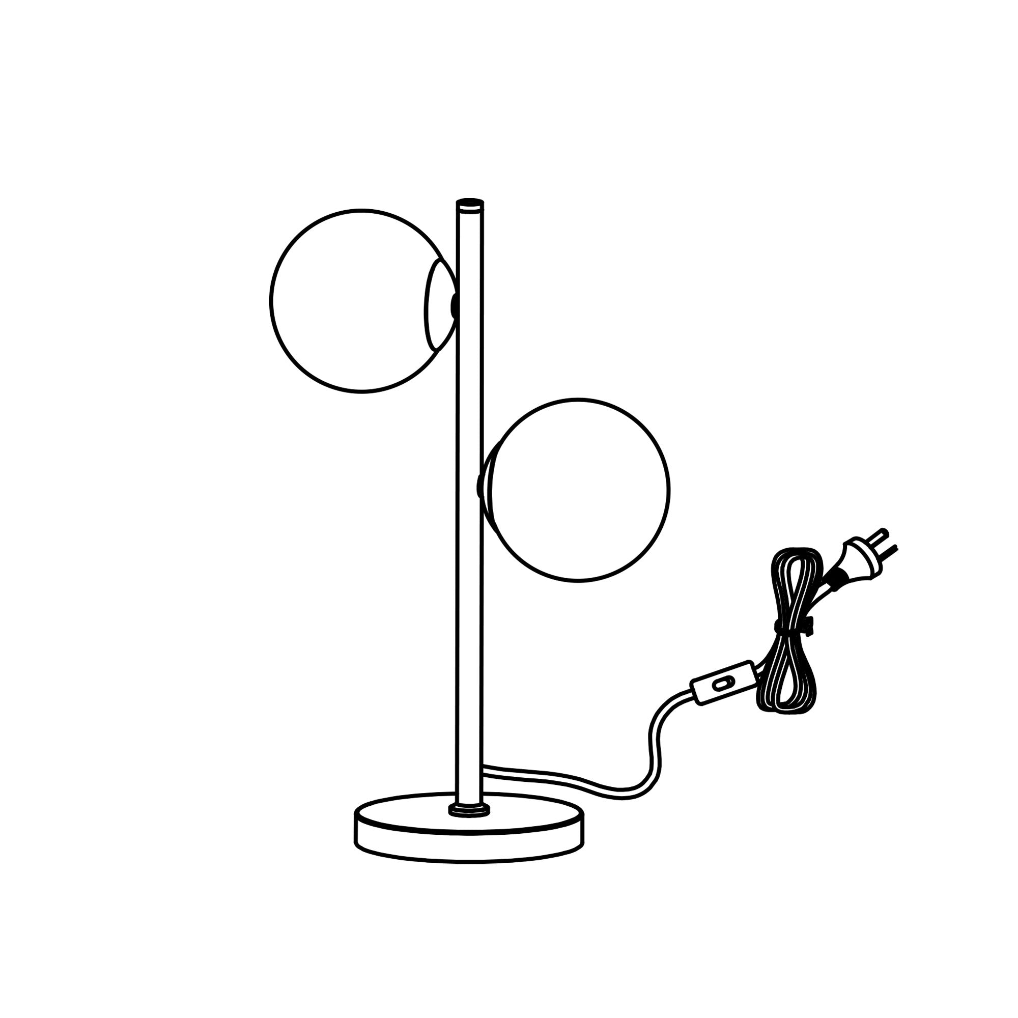 VALCROSS 2LT BLACK - Decorative Table Lamp with Smoke Glass Spheres ...